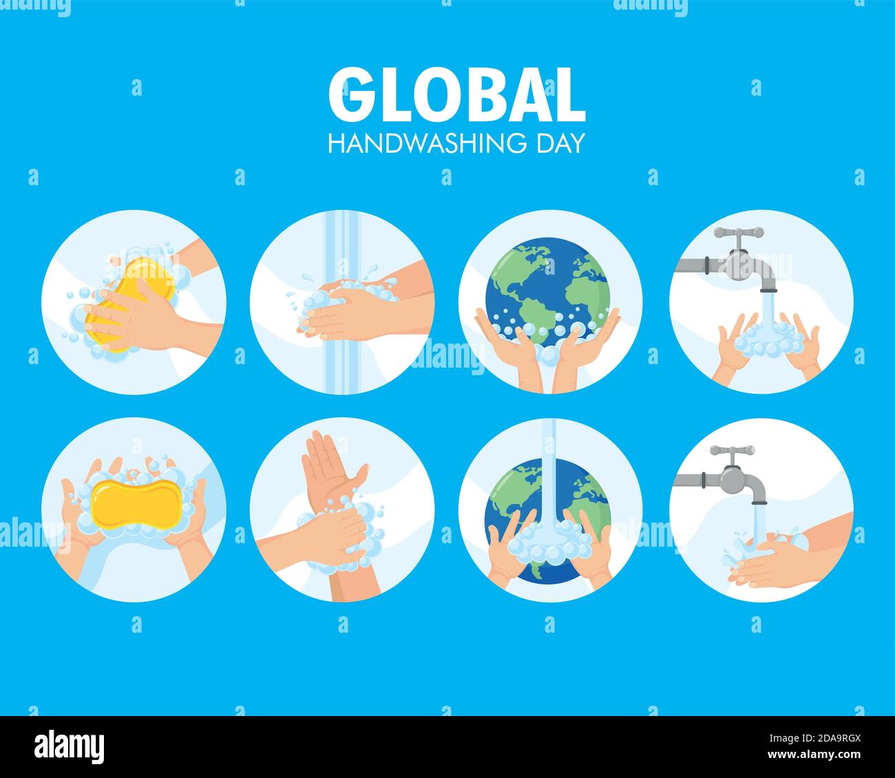 Bundle Of Eight Global Handwashing Day Set Icons Vector Illustration