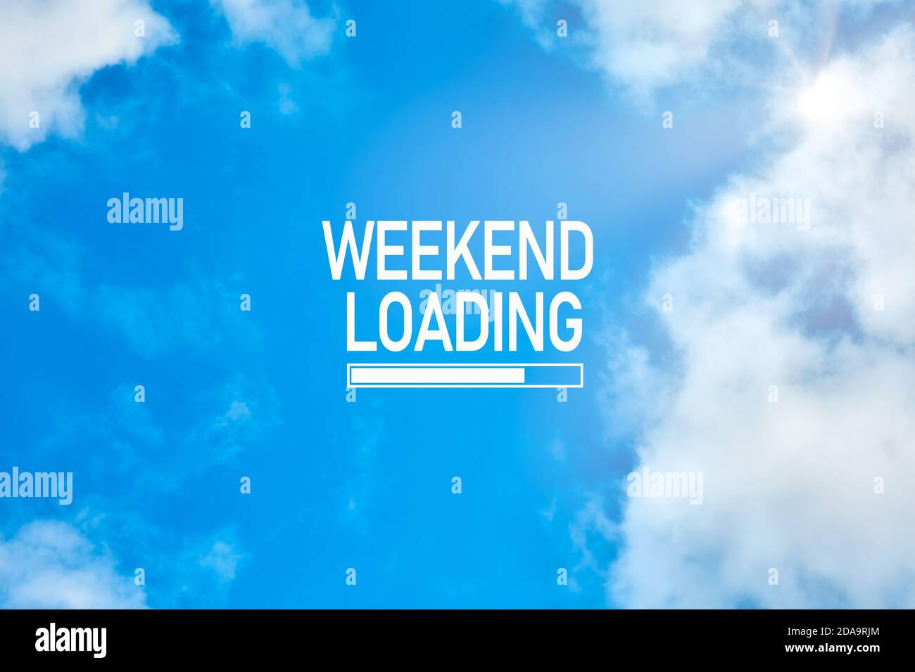 Weekend loading bar motivational or inspirational quote against blue ...