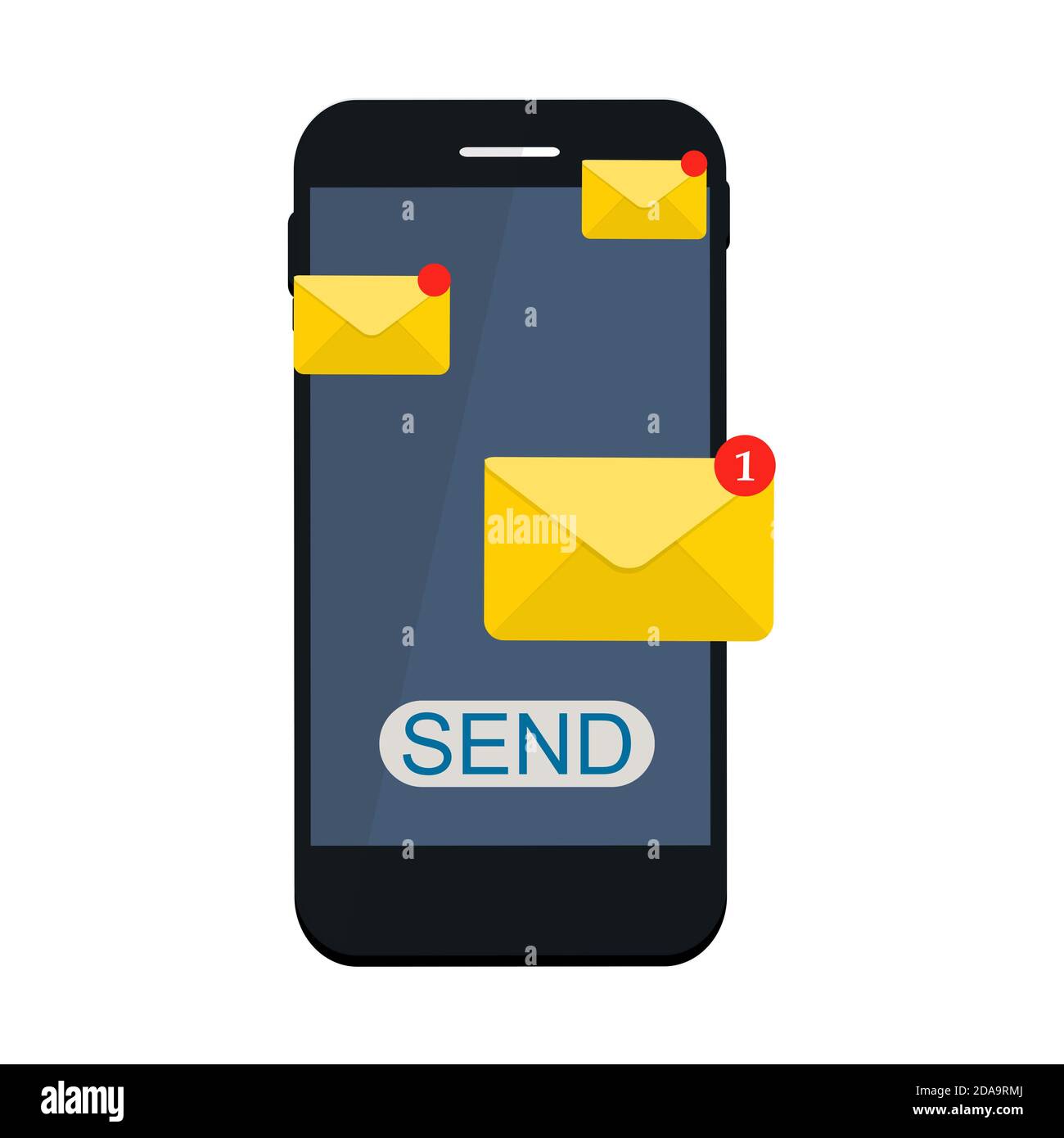 New Email on the smartphone screen notification concept. illustration ...