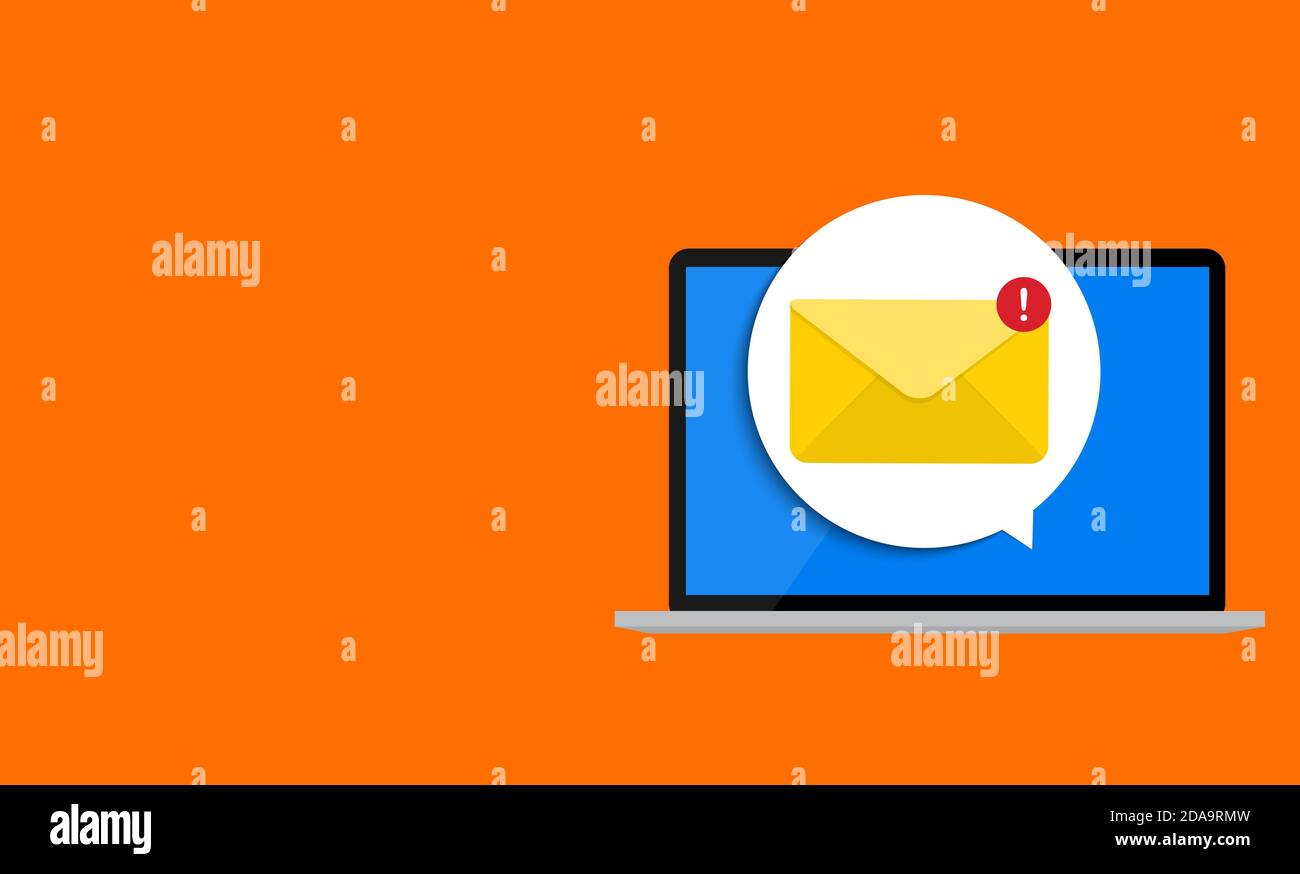 New Email on the laptop screen notification concept. illustration Stock ...