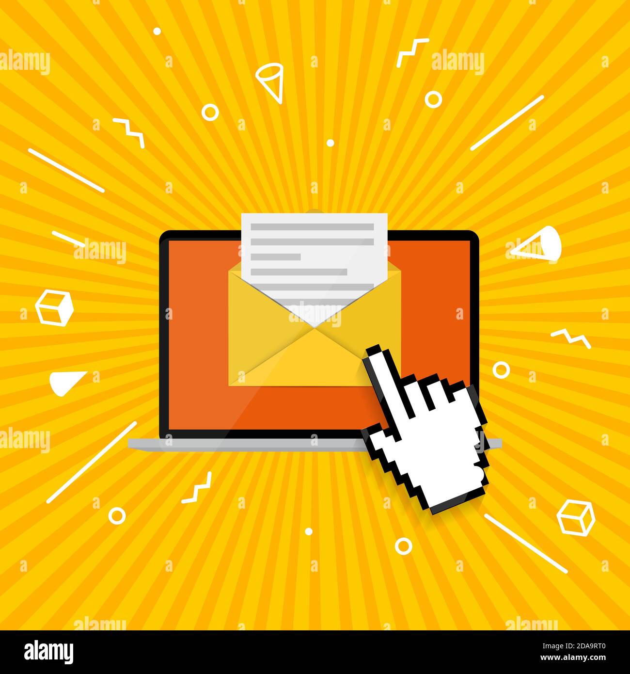 New Email on the laptop screen notification concept. illustration Stock ...