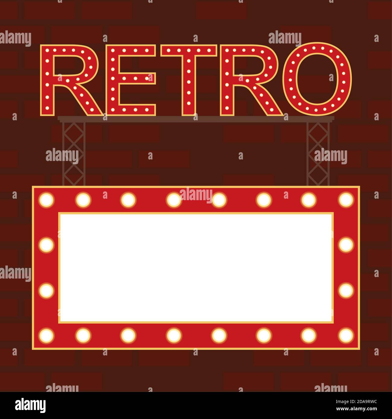 retro word and Light square figure frame vector illustration design ...