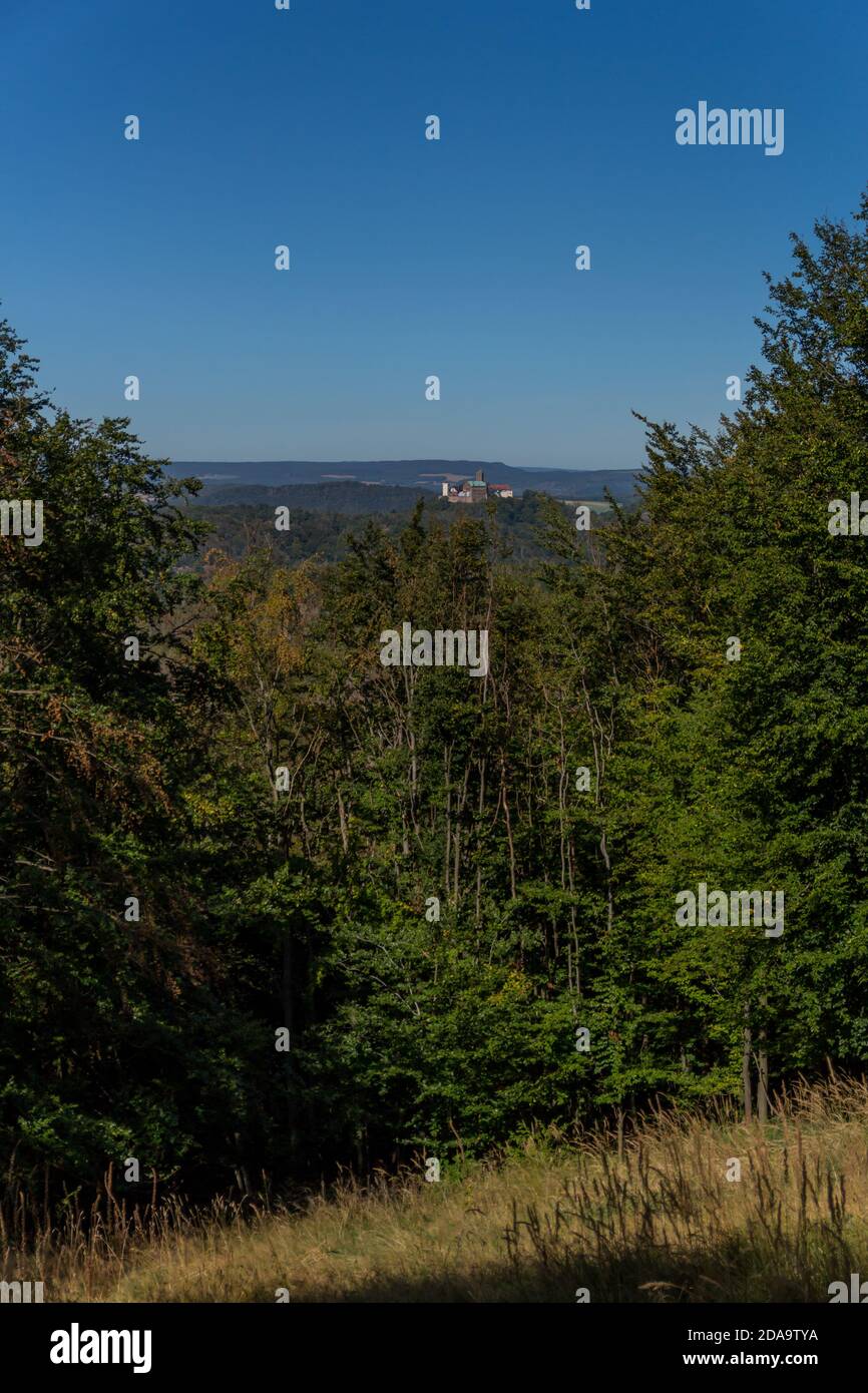 Autumn walk around the beautiful Wartburg Castle in the Thuringian ...