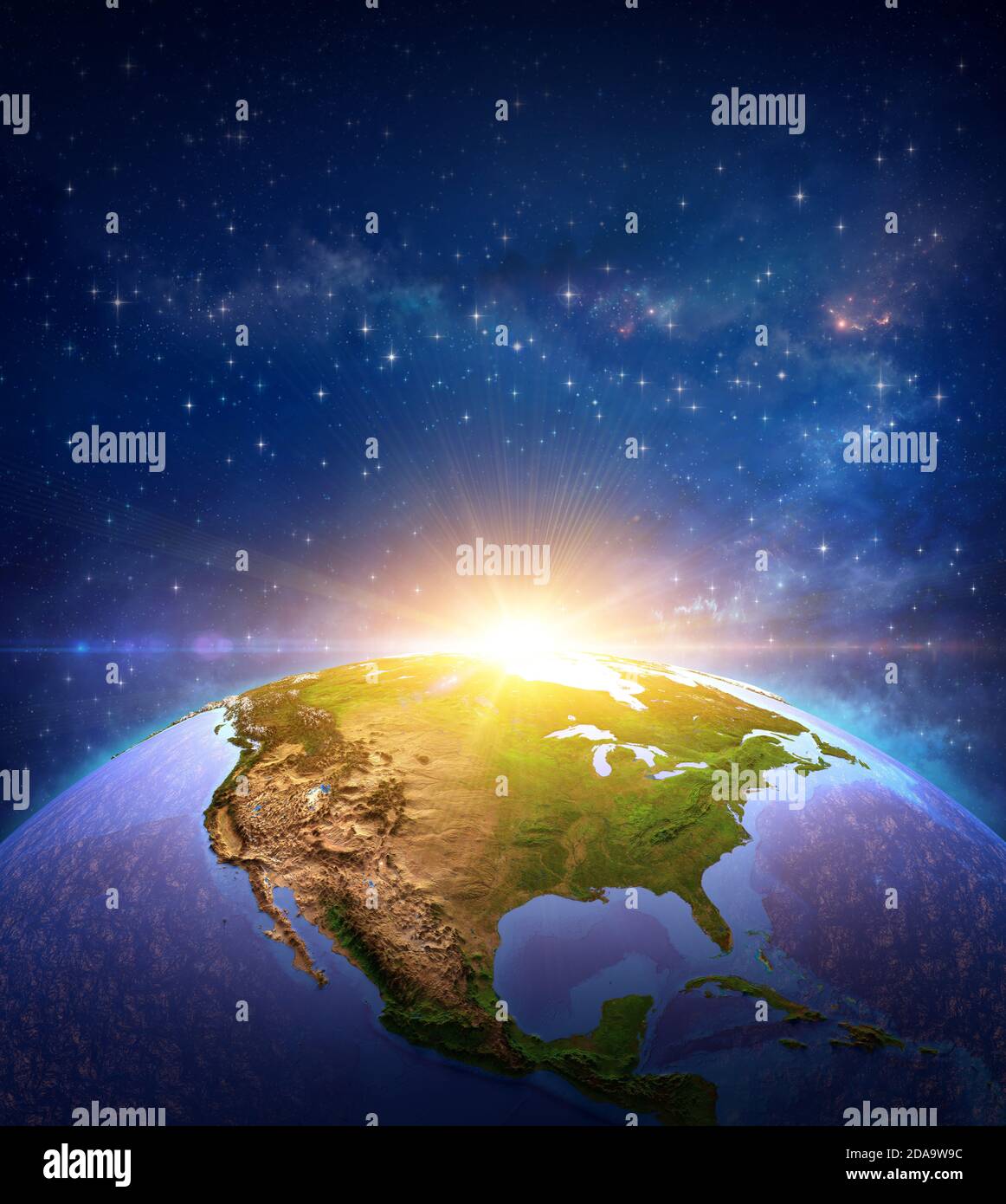 Surface of Planet Earth, space view of the World focused on The United ...