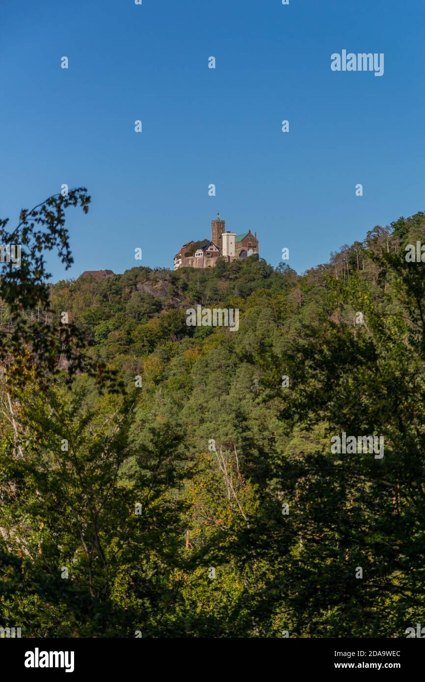 Autumn walk around the beautiful Wartburg Castle in the Thuringian ...