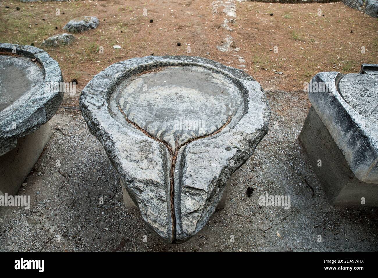 Exhibits of the archeological museum of Eretria Stock Photo - Alamy