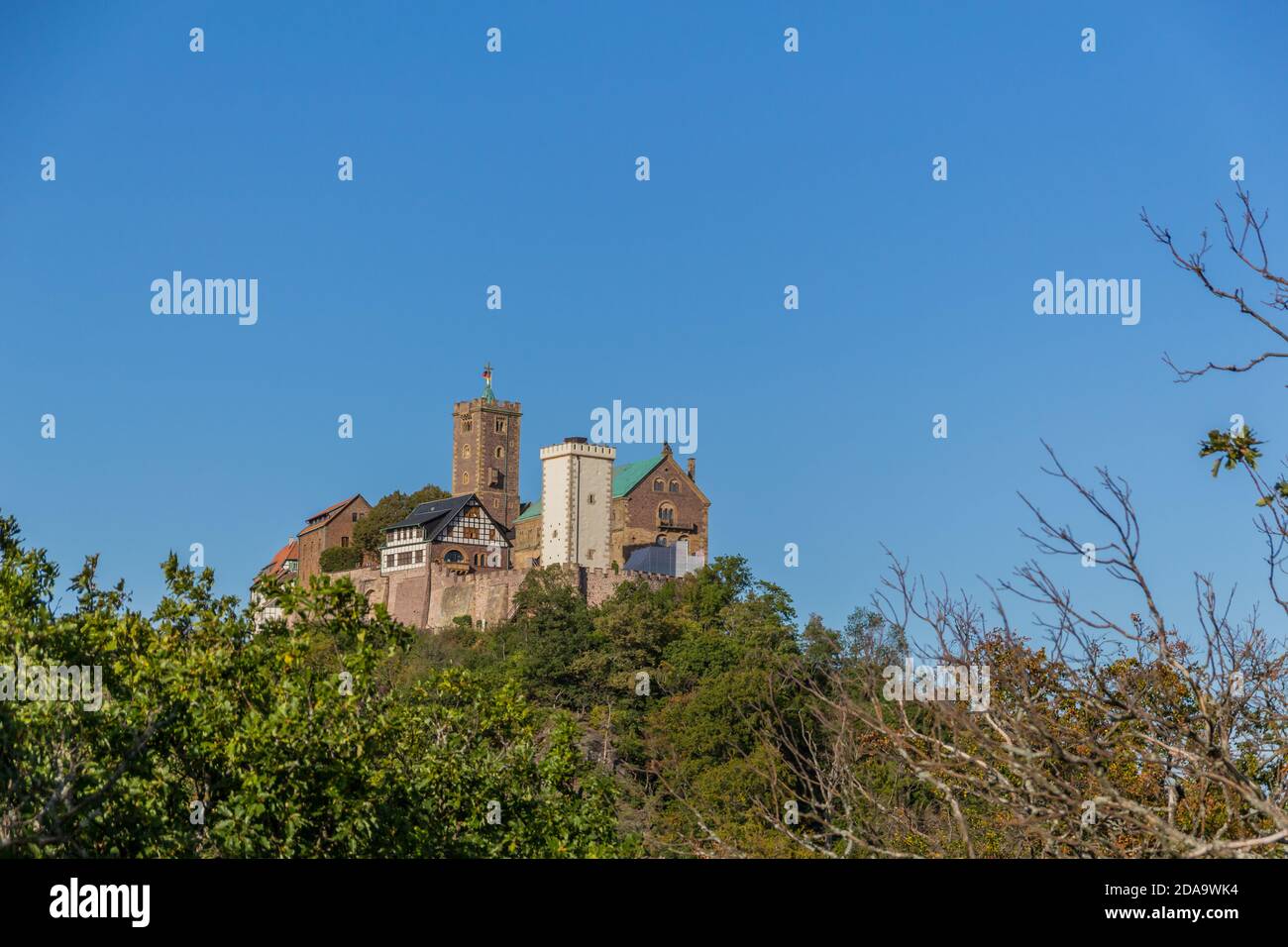 Autumn walk around the beautiful Wartburg Castle in the Thuringian ...