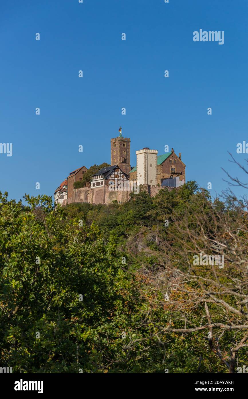 Autumn walk around the beautiful Wartburg Castle in the Thuringian ...
