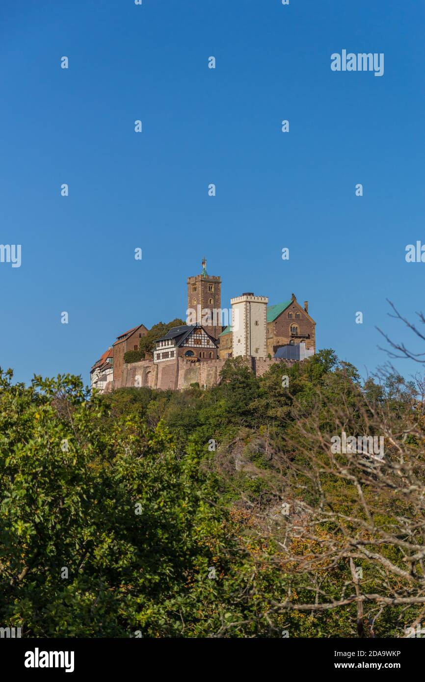 Autumn walk around the beautiful Wartburg Castle in the Thuringian ...