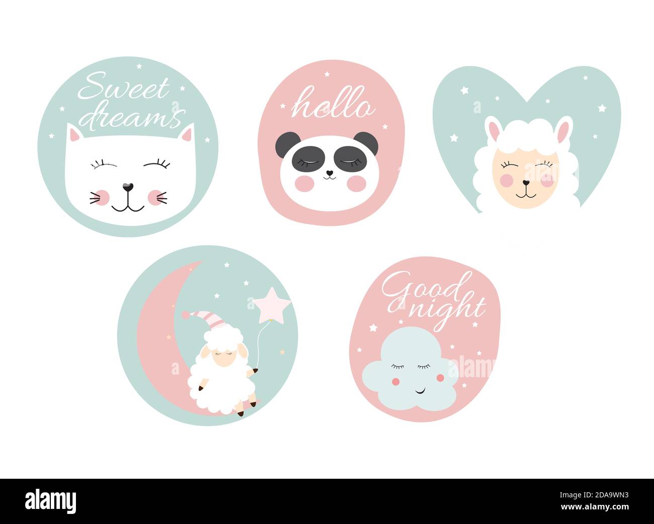 Stickers with cute animals. illustration Stock Photo - Alamy