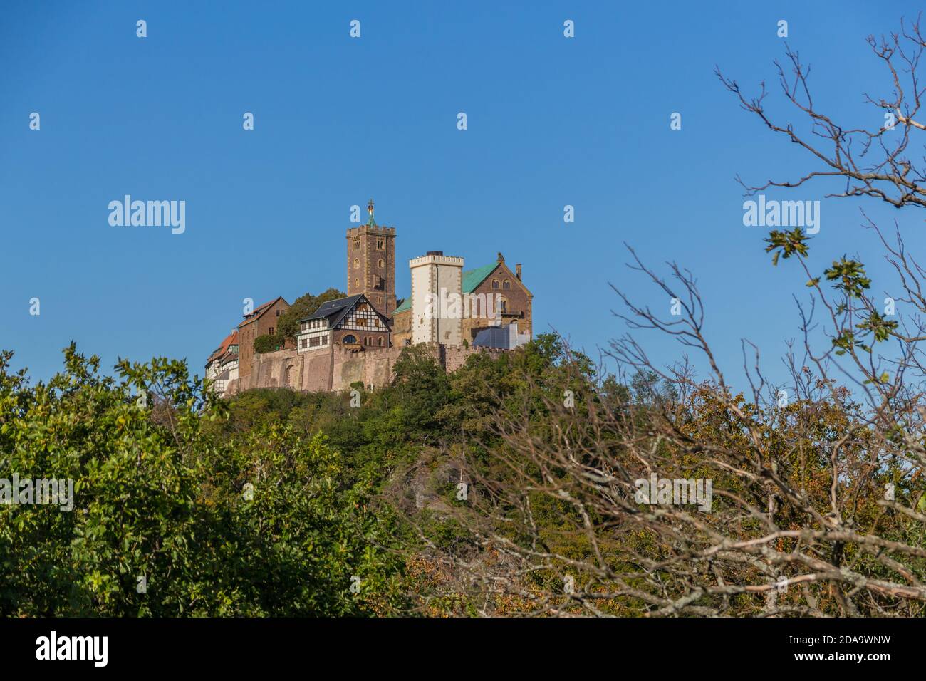 Autumn walk around the beautiful Wartburg Castle in the Thuringian ...