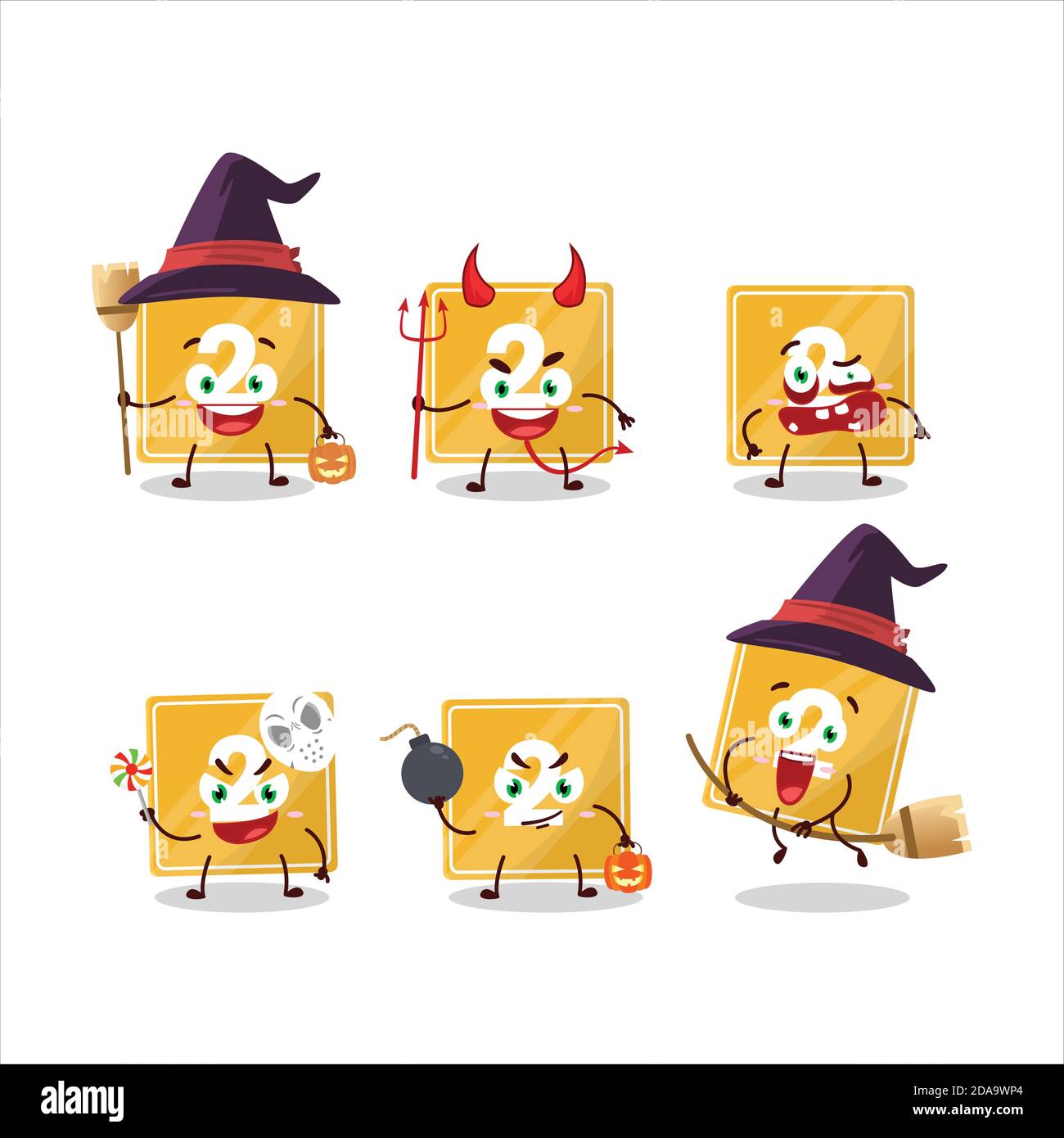 Halloween expression emoticons with cartoon character of toys block two ...