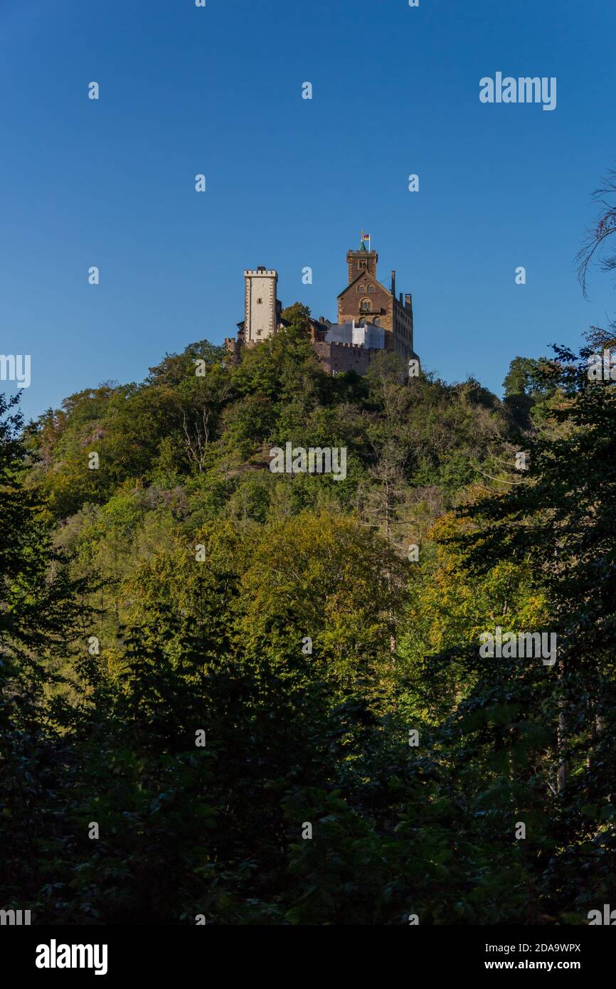 Autumn walk around the beautiful Wartburg Castle in the Thuringian ...