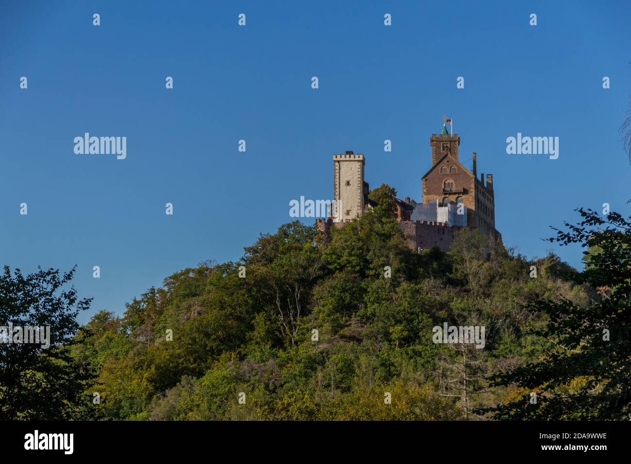 Autumn walk around the beautiful Wartburg Castle in the Thuringian ...
