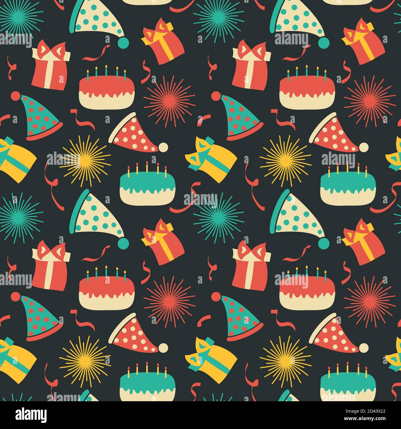 Celebration festive seamless pattern with party icons and objects ...