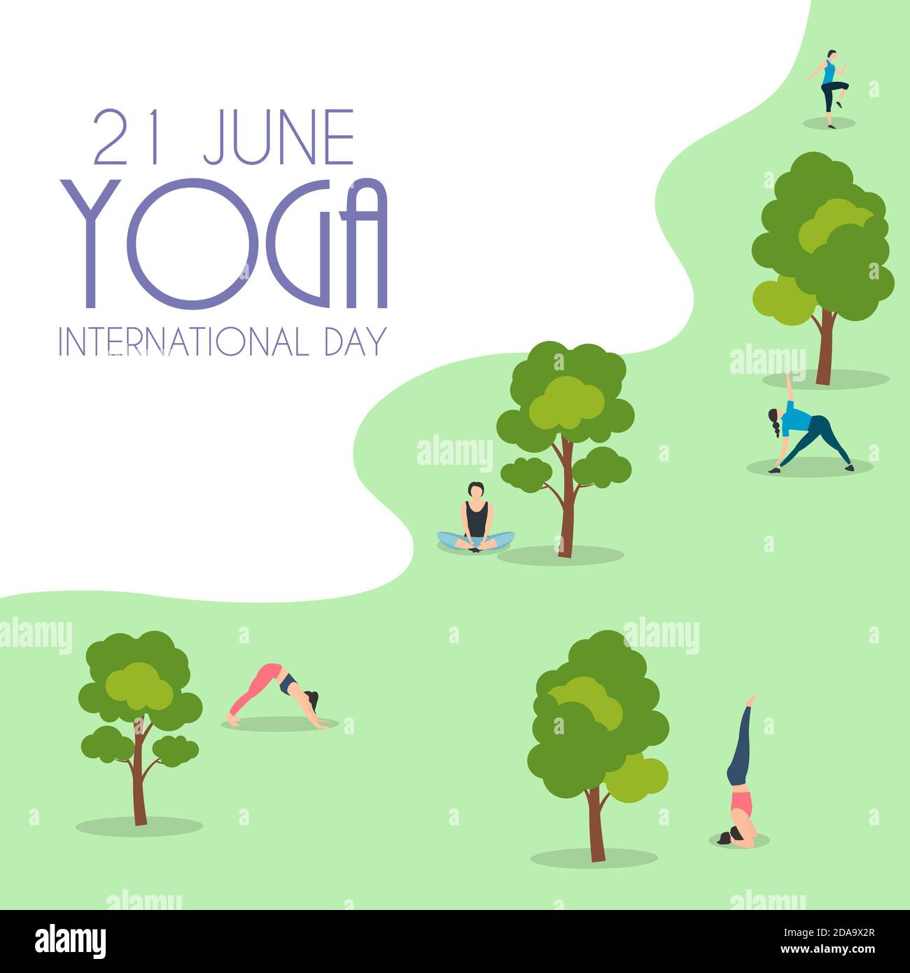 Yoga International Day 21 June Background. Illustration Stock Photo - Alamy