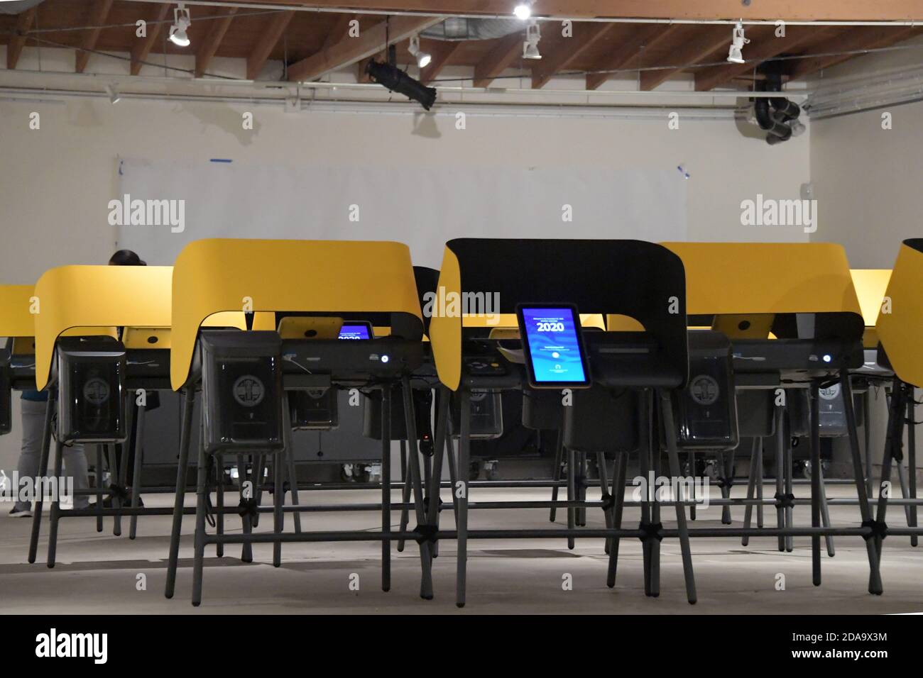 Hollywood, United States. 02nd Nov, 2020. Voting kiosks are seen at a ...