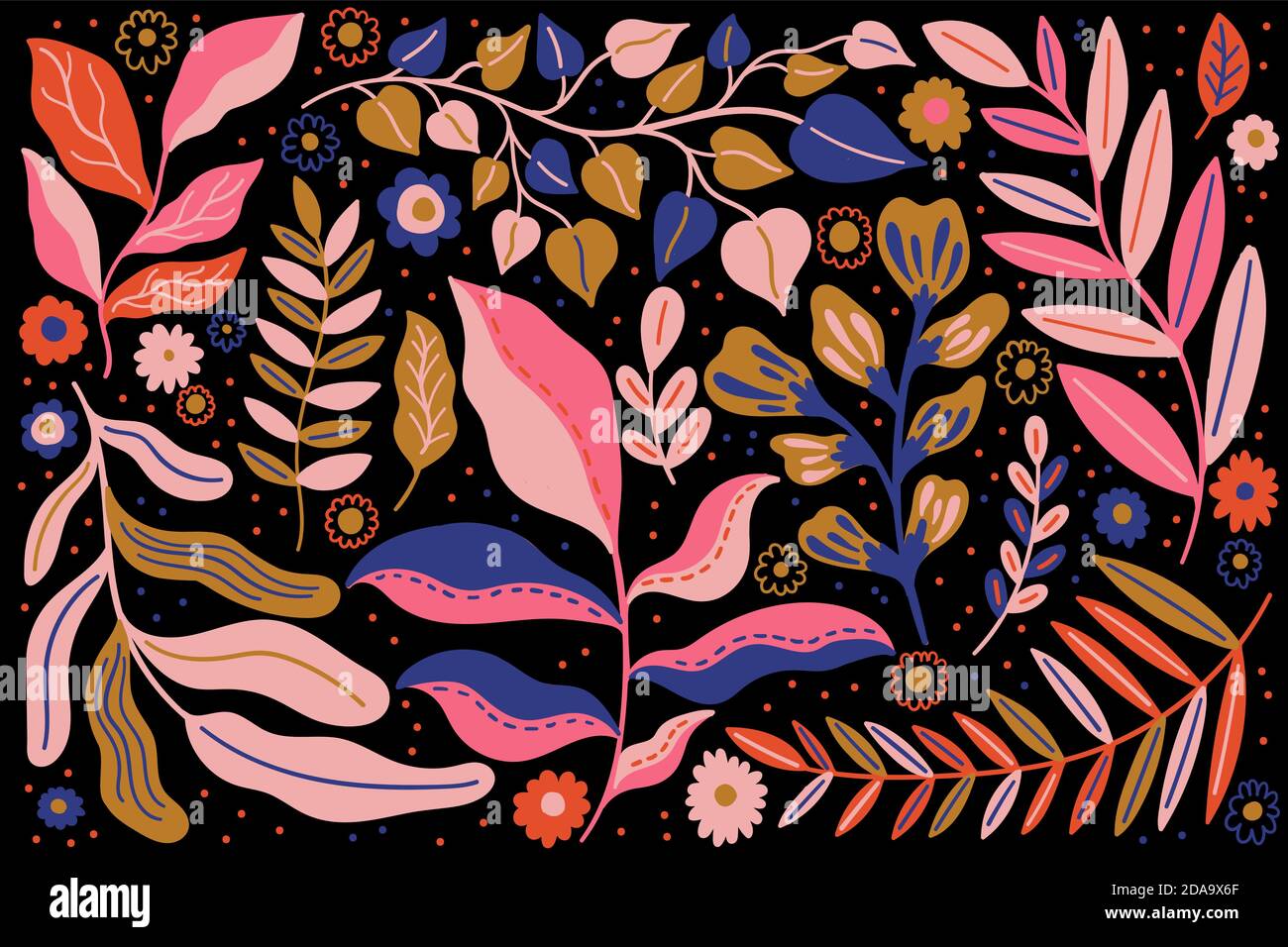 Set plant modern abstract. Floral nature fancy collection.Hand drawing ...