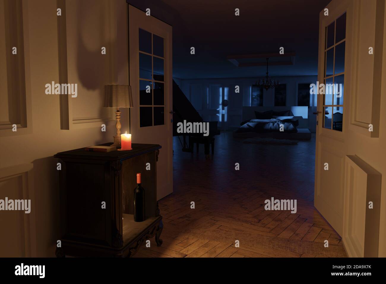 Bedroom night moonlight hi-res stock photography and images - Alamy