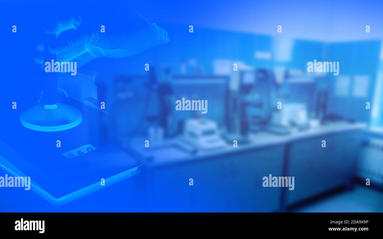 blurred background of a medical laboratory in blue tones Stock Photo ...