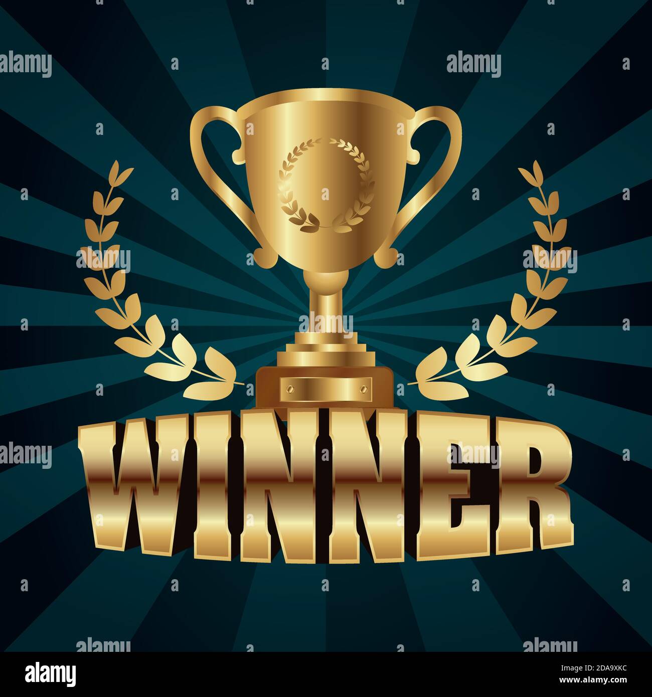 winner trophy cup golden with wreath vector illustration design Stock ...