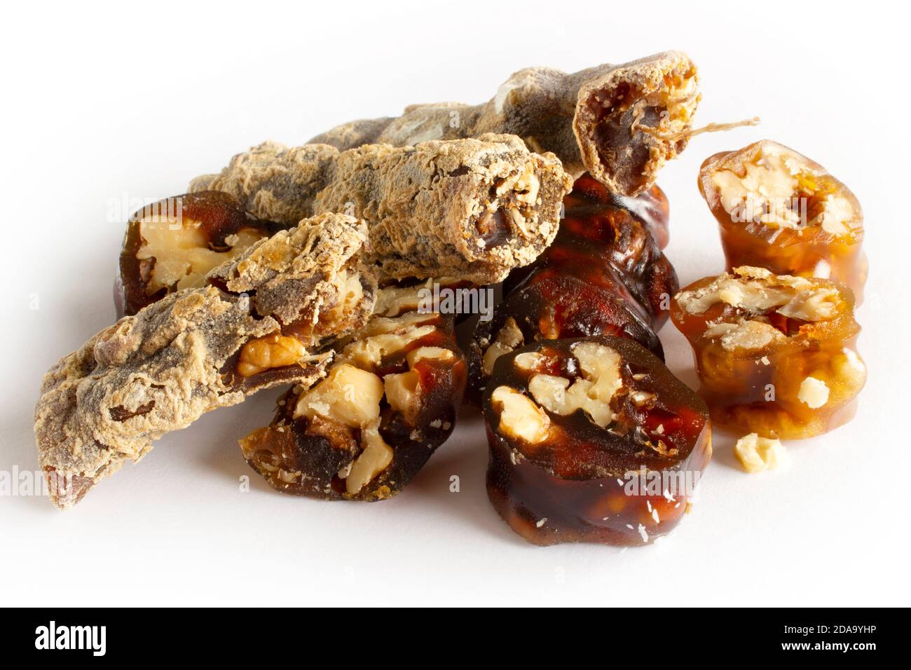 Walnuts on a string dipped in starch grape molasses. Churchkhela ...
