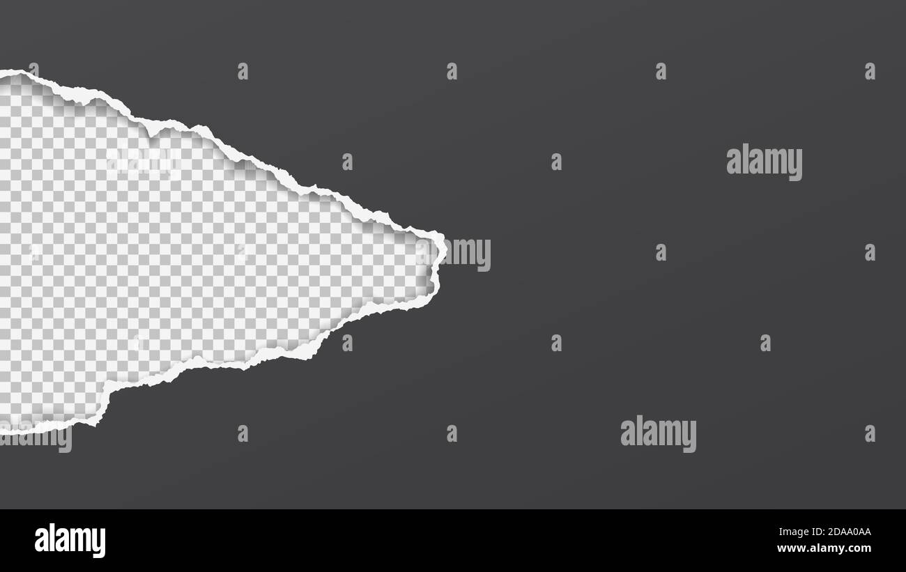 Piece of torn, ripped black, paper with soft shadow is on white ...