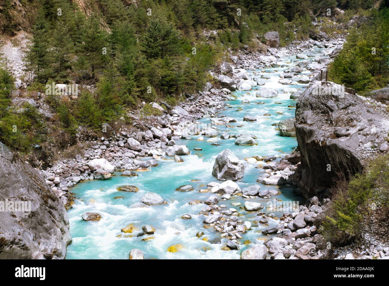 Beautiful mountain river in Himalayas. Nepal. Top view Stock Photo - Alamy