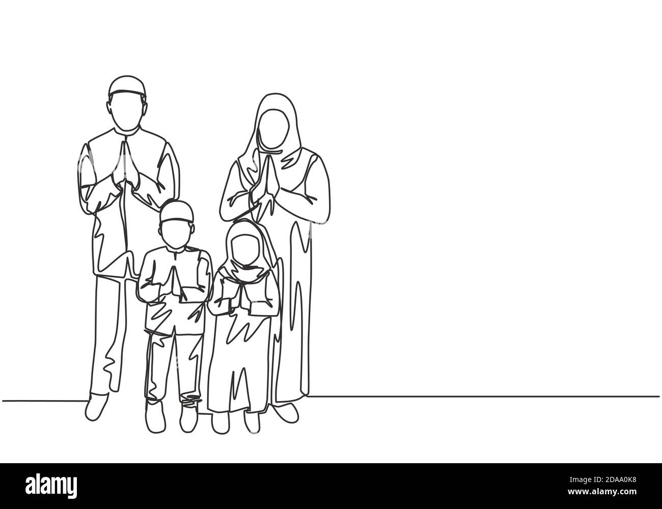 Ramadan Kareem greeting card, poster and banner design. One single line ...