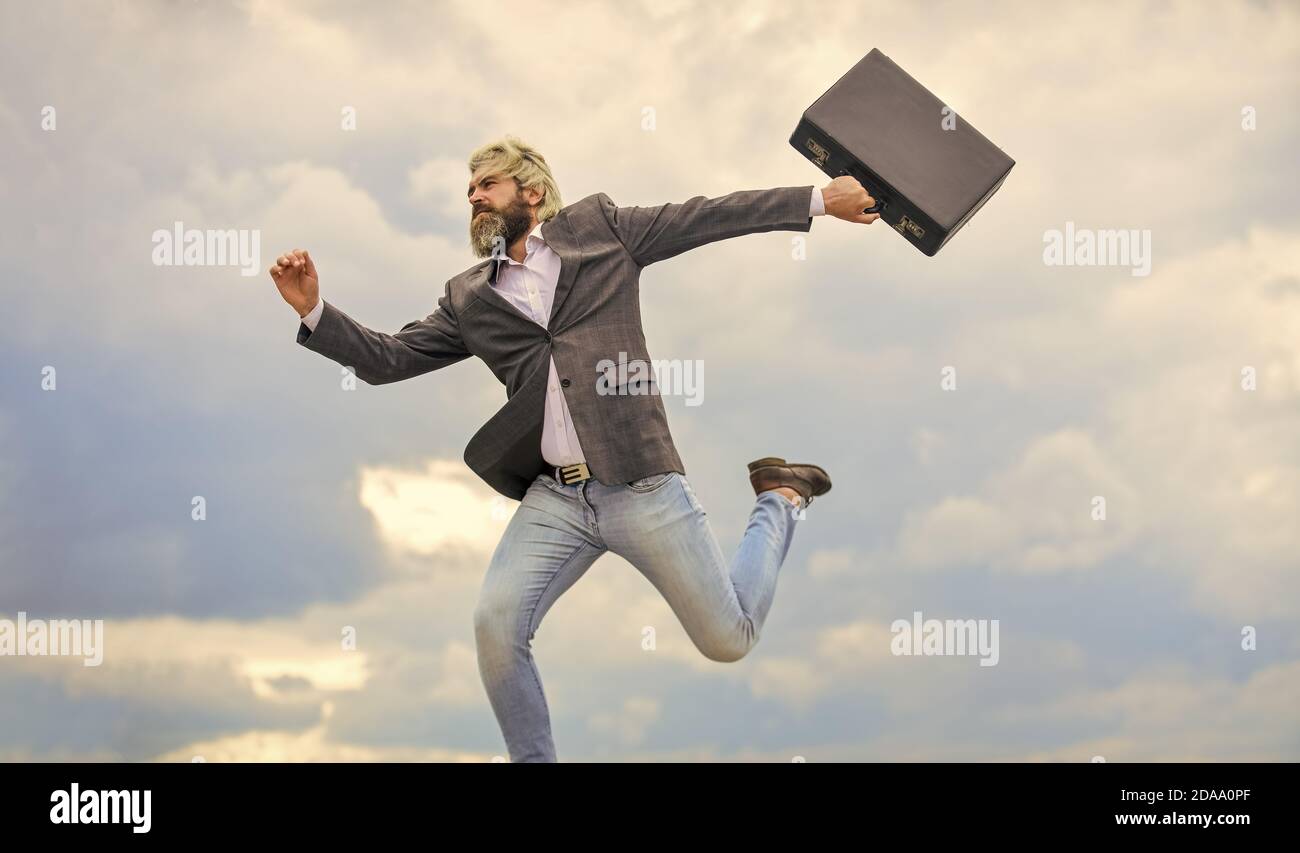 freedom and success. feeling free and lucky. successful businessman ...