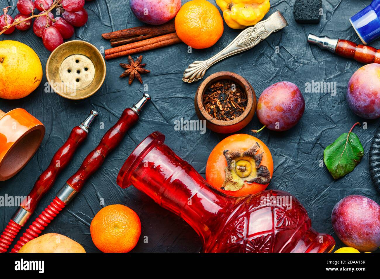 Smoking hookah with fresh fruit aroma.Tobacco fruit shisha Stock Photo ...