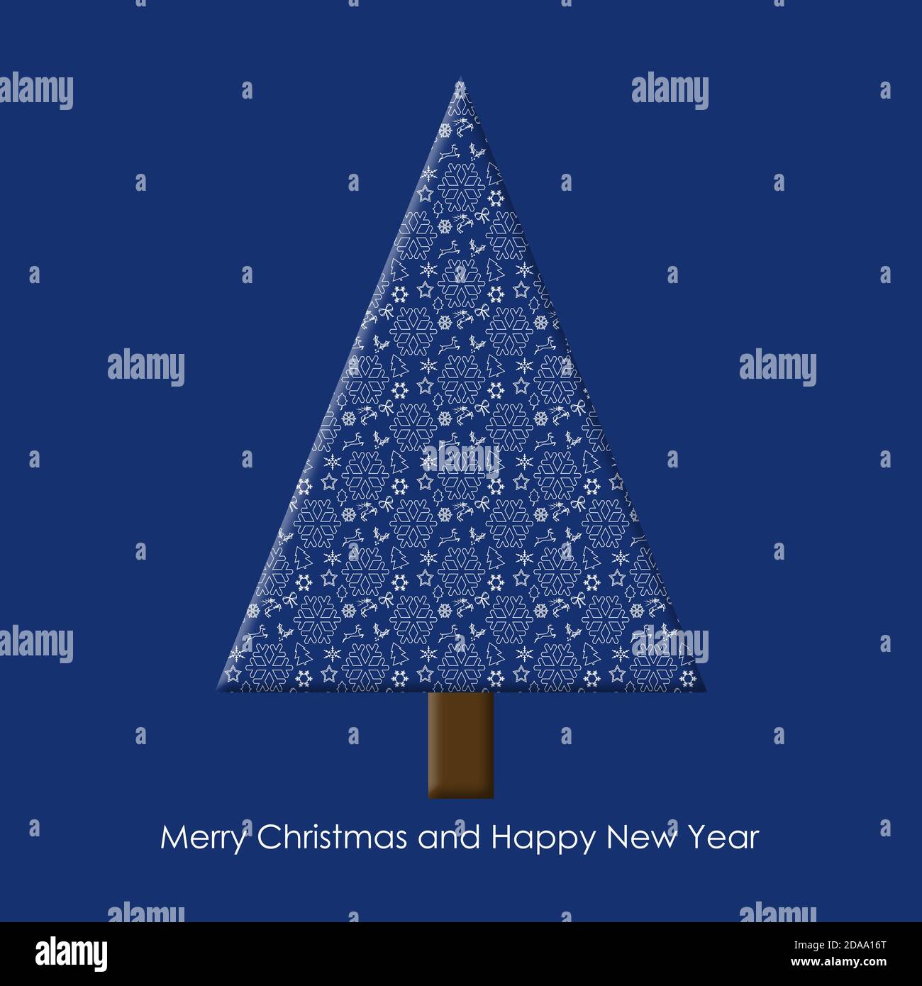 3d triangle shape Christmas tree with white ornaments against a blue ...