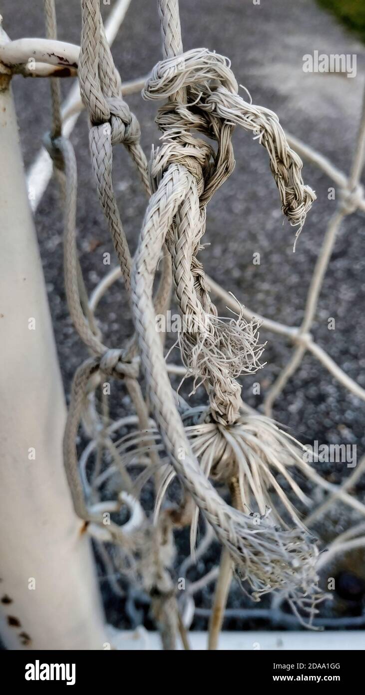 Rope of a football goal net Stock Photo - Alamy