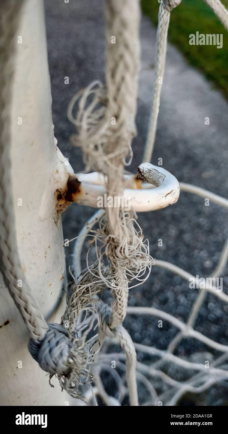 Rope of a football goal net Stock Photo - Alamy