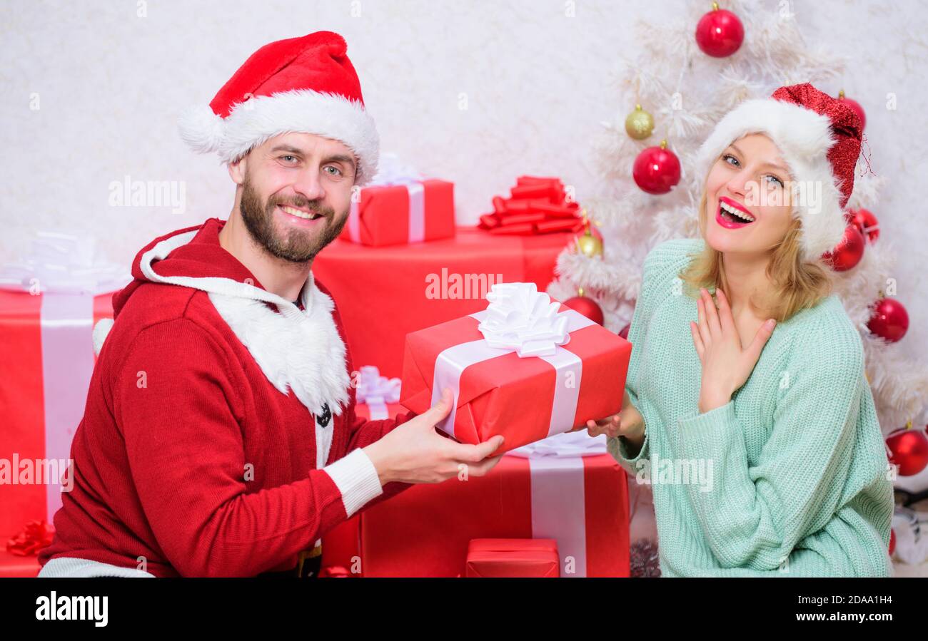 Couple in love happy enjoy christmas holiday celebration. Loving couple ...