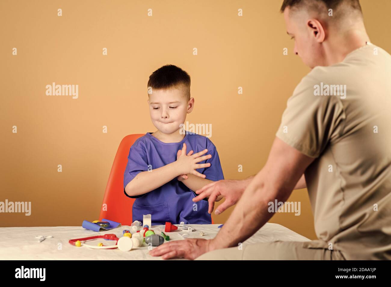 Health care. Pediatrician concept. Medical examination. Boy cute child ...