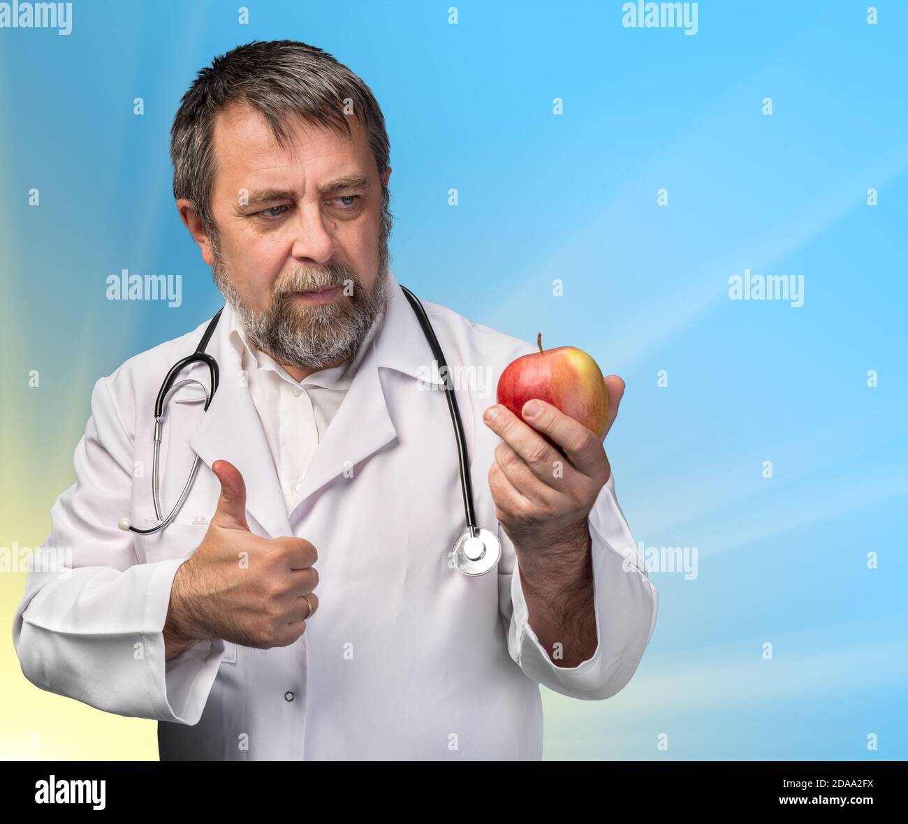 Good diet and healthy lifestyle concept. Doctor advises apple for ...