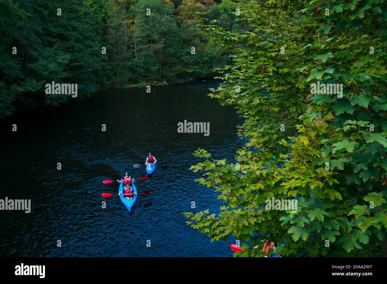 Kayaking, Rur River, North Eifel Territory, Eifel Region, Germany ...