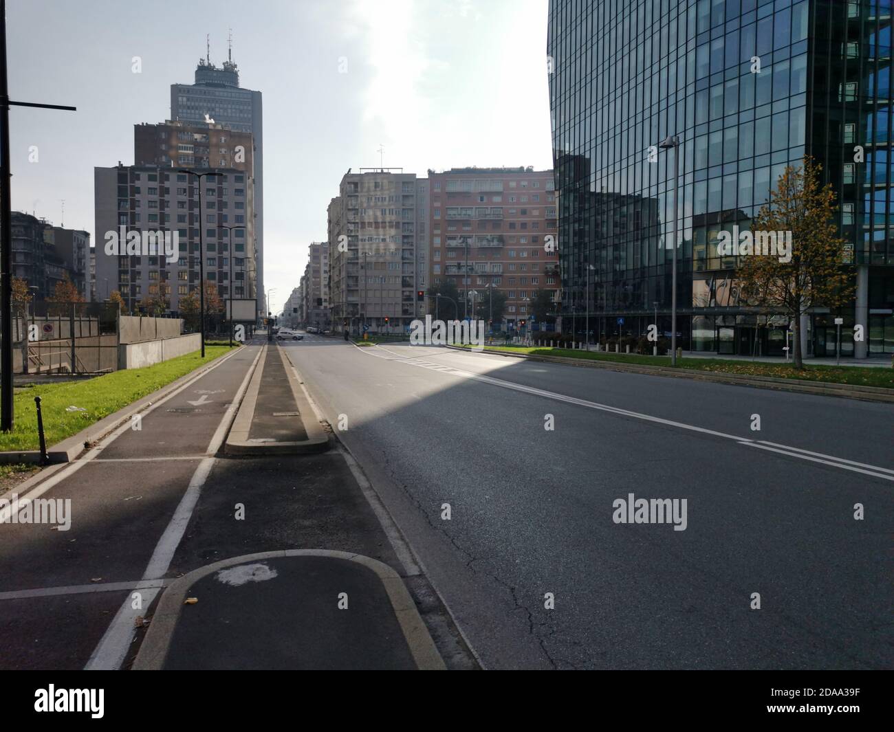 Empty street in Milan, Italy Stock Photo - Alamy