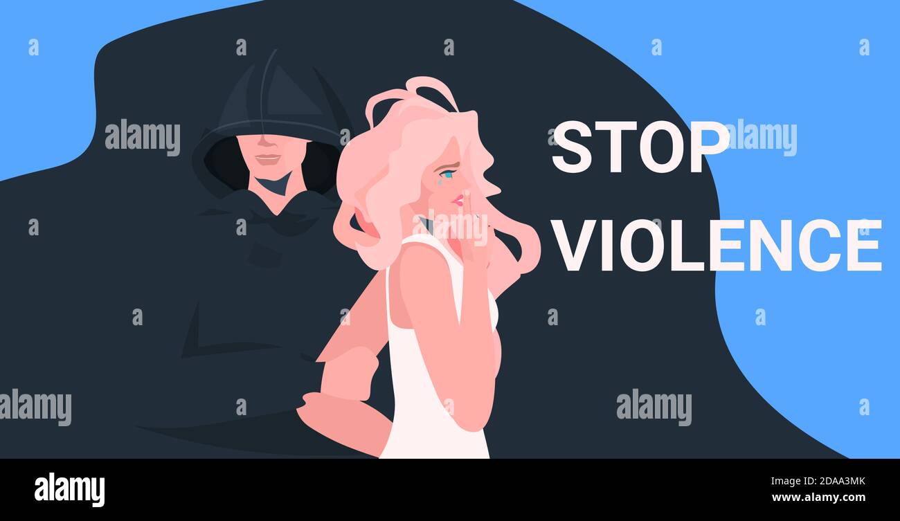 scared terrified woman stop violence and aggression concept portrait ...
