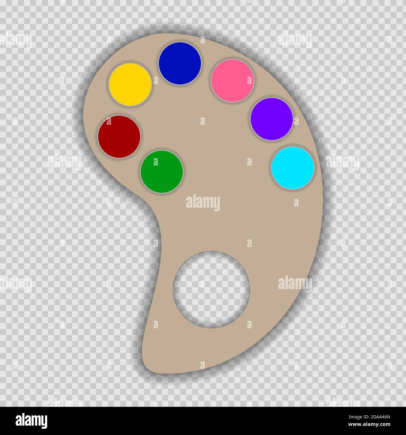 Modern art palette with seven colors, isolated vector illustration on a ...