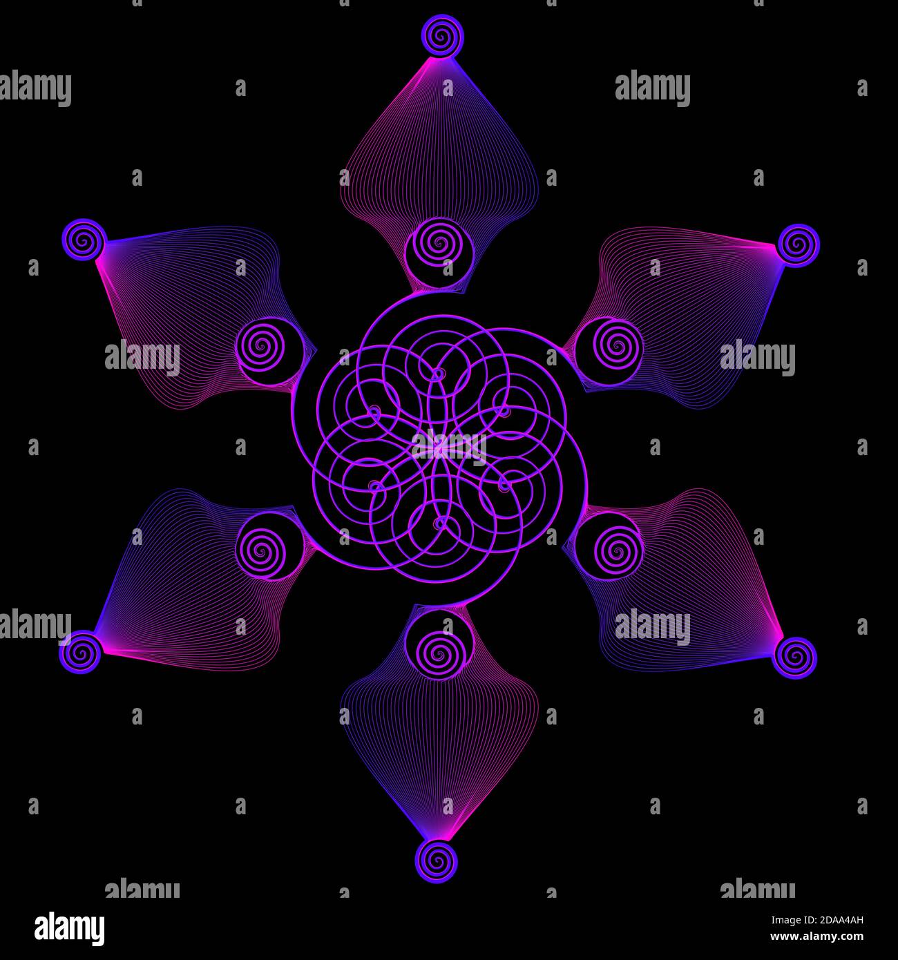 Geometric flower on a black background, color geometry, stylized flower ...