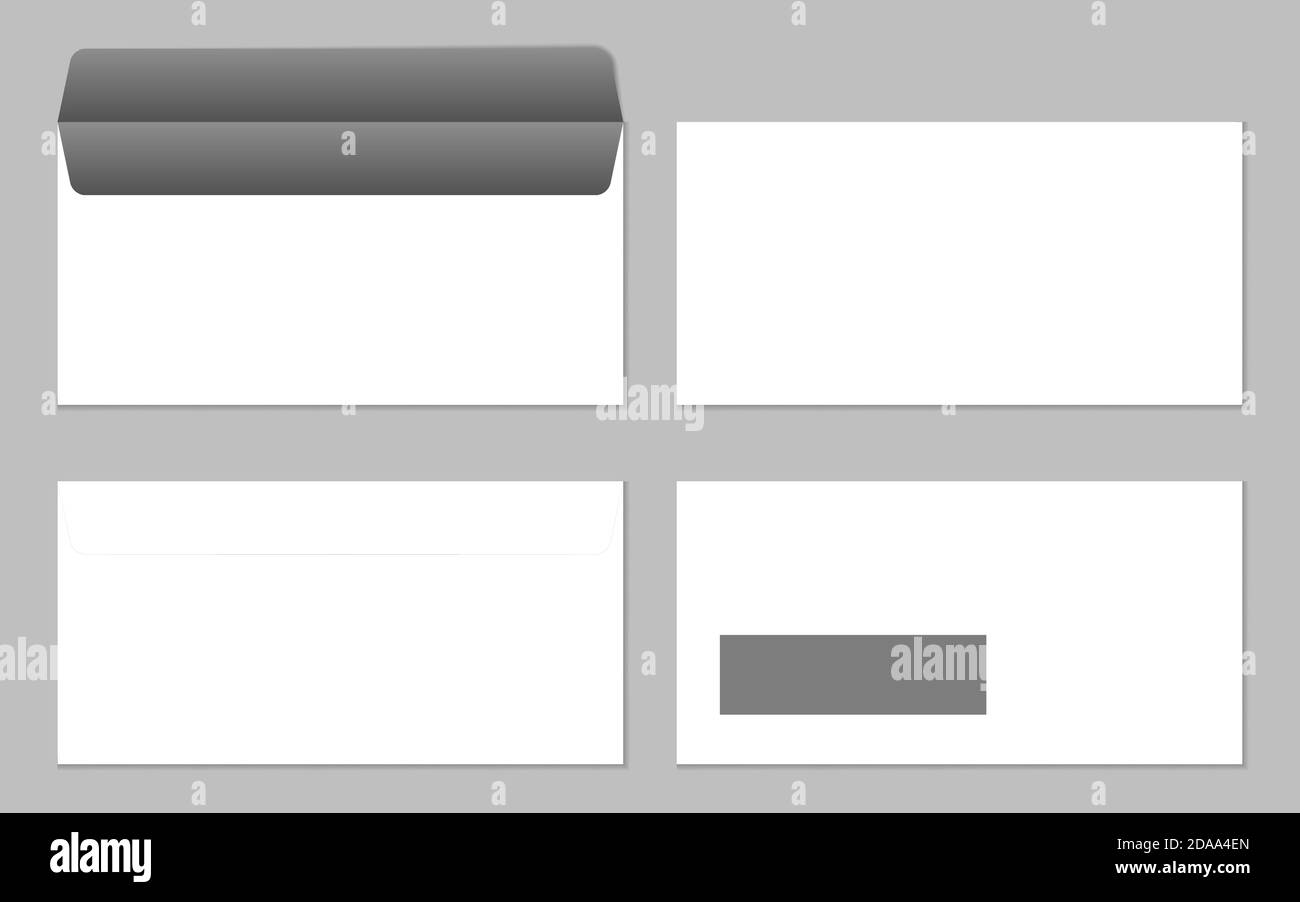 DL Envelopes mockup front and back view, vector illustration Stock ...