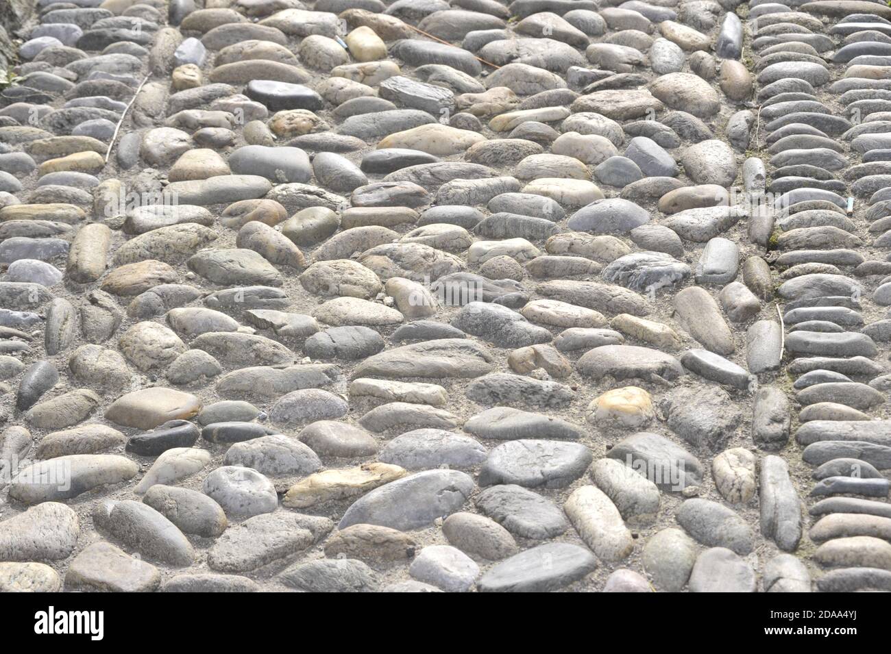 cobblestones as pavement for the street, natural building material for ...