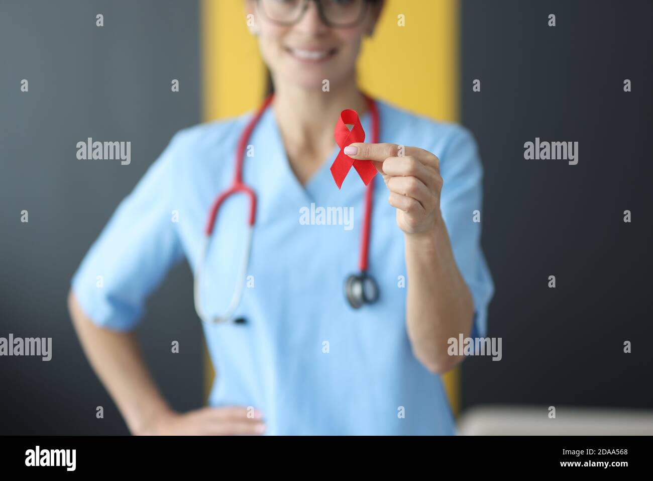 Red ribbon around neck hi-res stock photography and images - Alamy