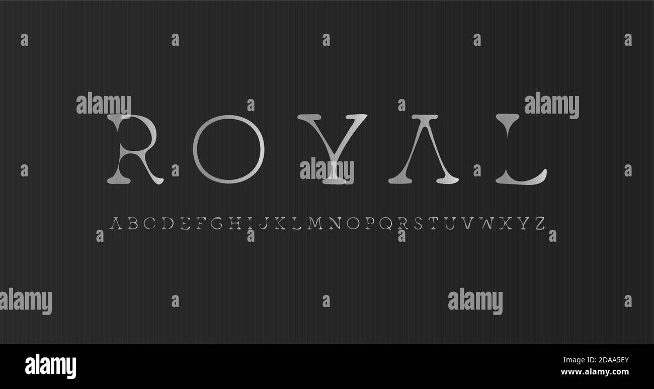 Modern beautiful melting alphabet. Silver segmented Elegant font ...