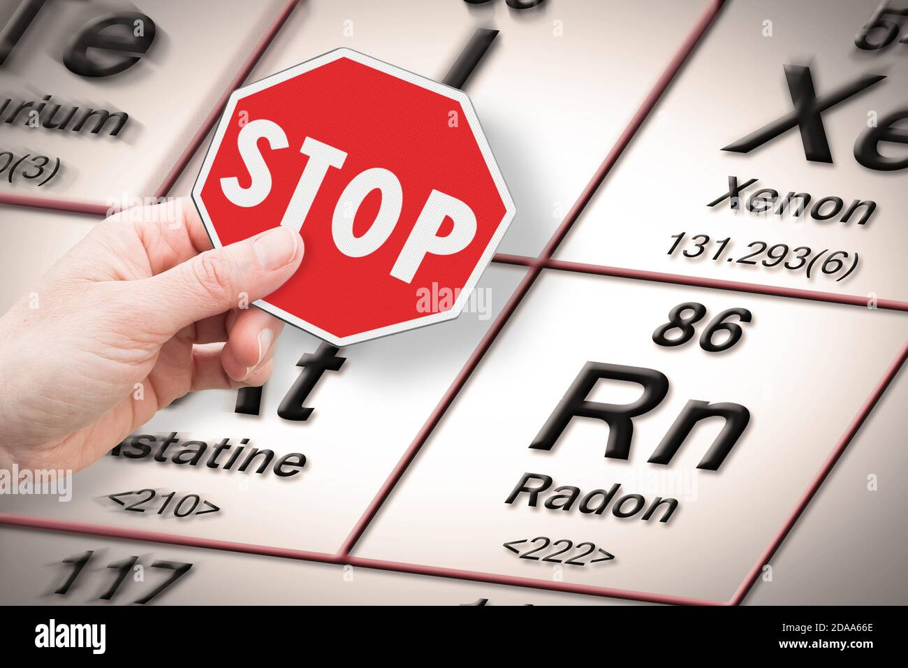 Stop heavy metals - Concept image with hand holding a stop sign against ...
