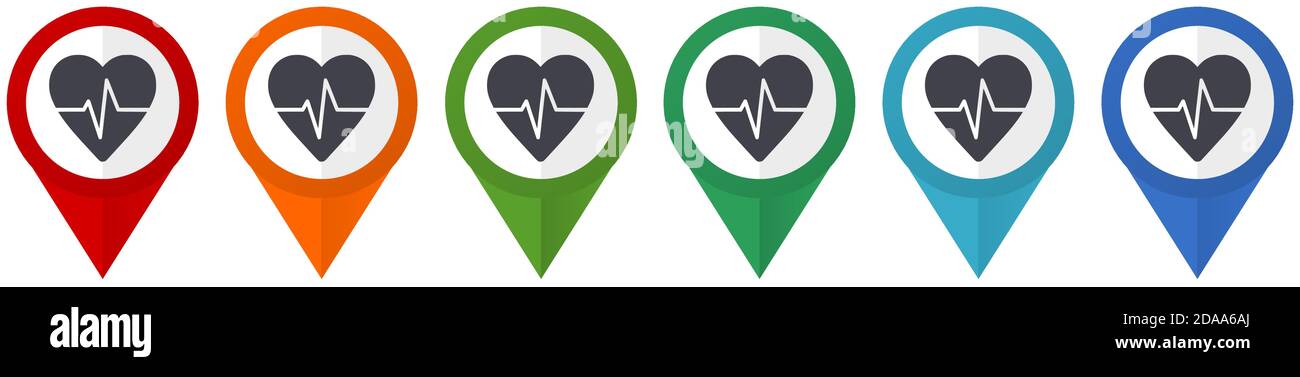 Pulse vector pointers, set of colorful flat design icons isolated on ...