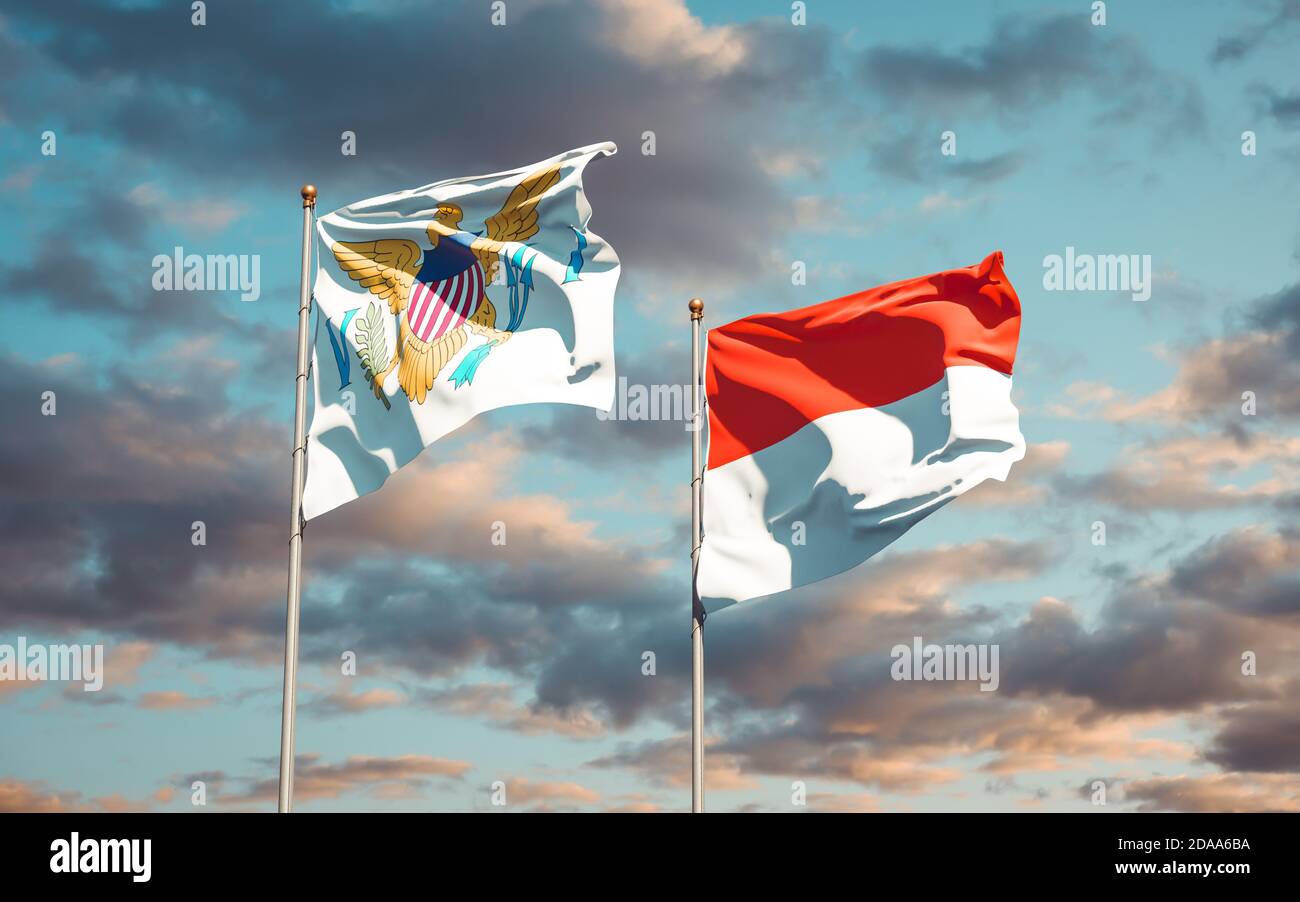 Beautiful national state flags of United States Virgin Islands and ...