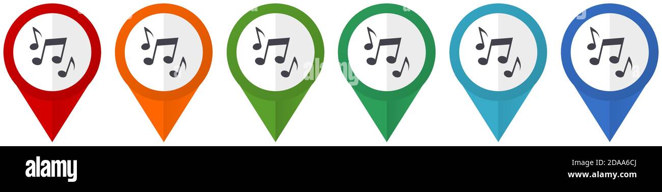 Music, sound, musical, melody vector pointers, set of colorful flat ...